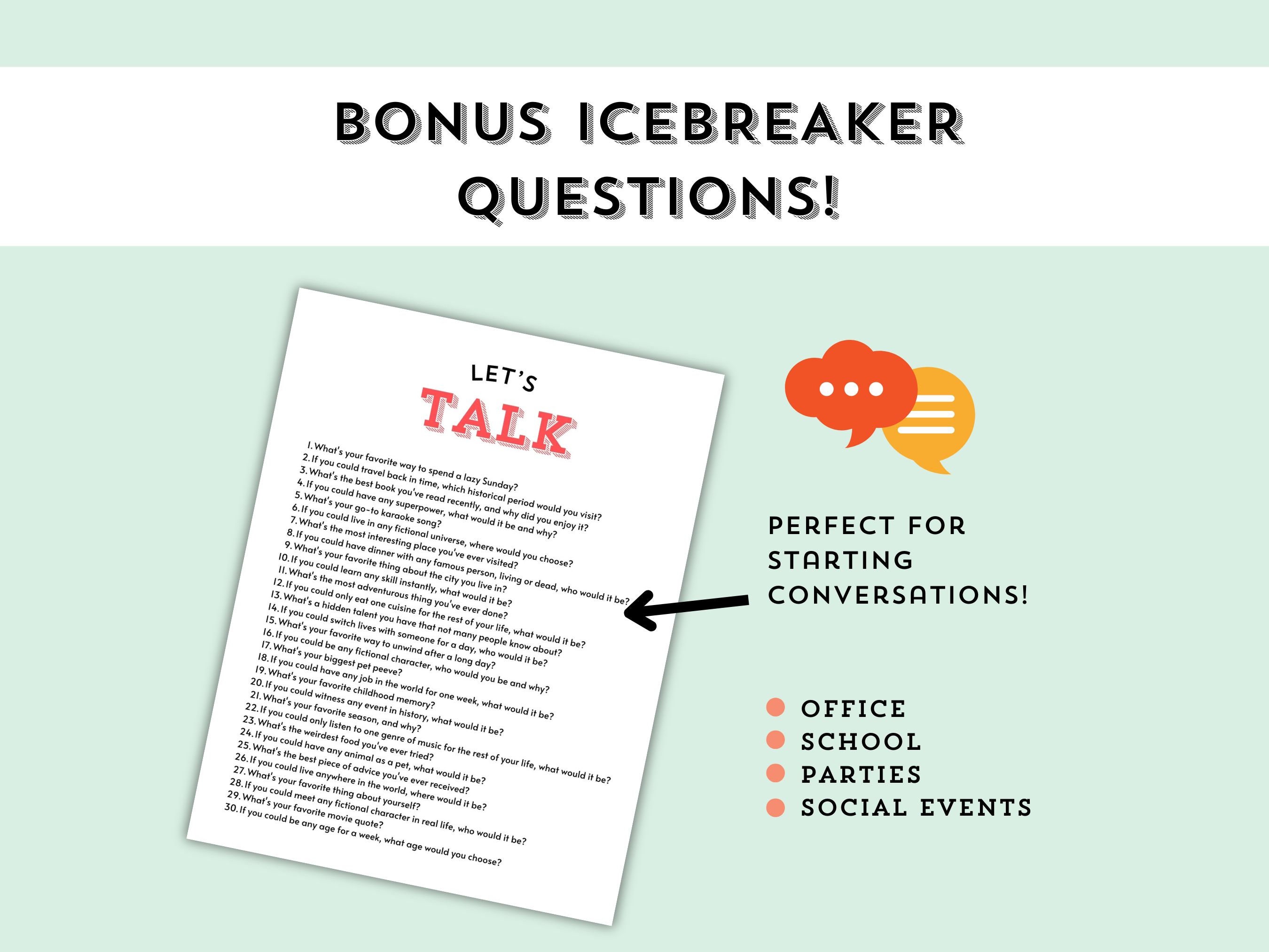 Icebreaker Games, Icebreaker Questions, Printable Icebreaker, Group ...