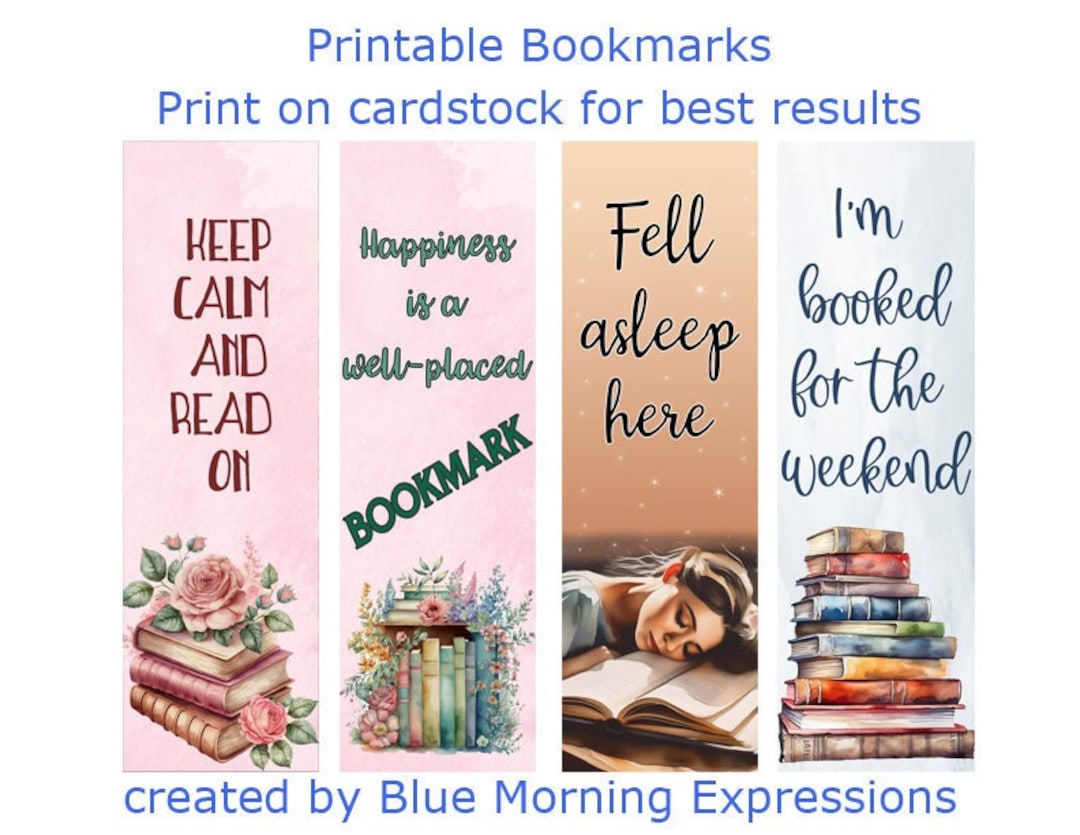 Printable Bookmarks for Book Lovers, Digital Bookmarks, Reading ...