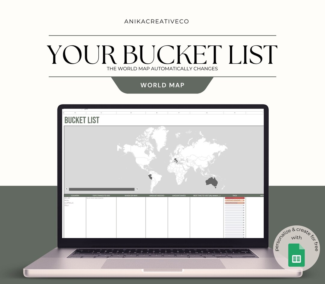 Online World Map, Google Sheets World Map, Automated World Map, Travel ...