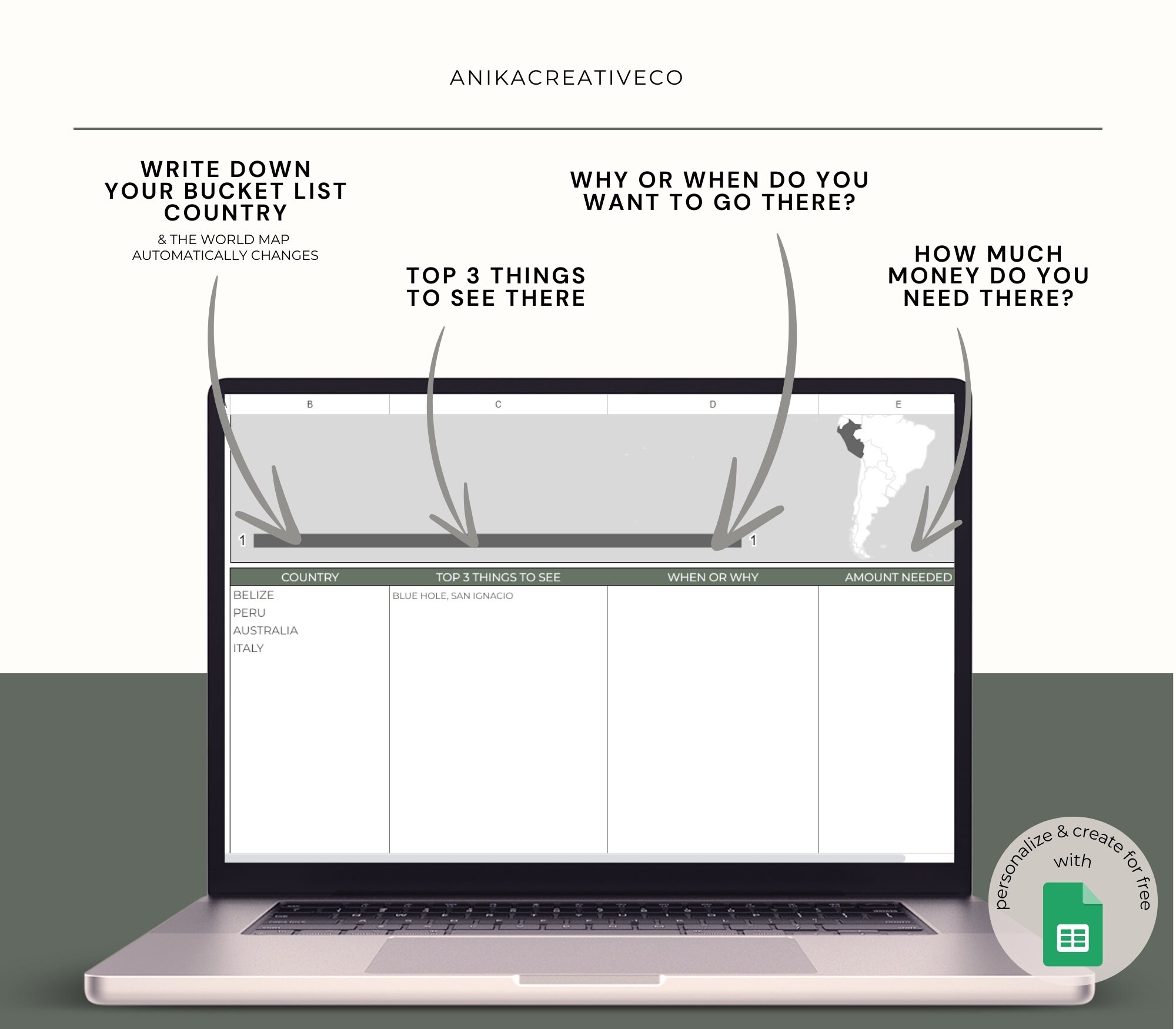 Online World Map, Google Sheets World Map, Automated World Map, Travel ...