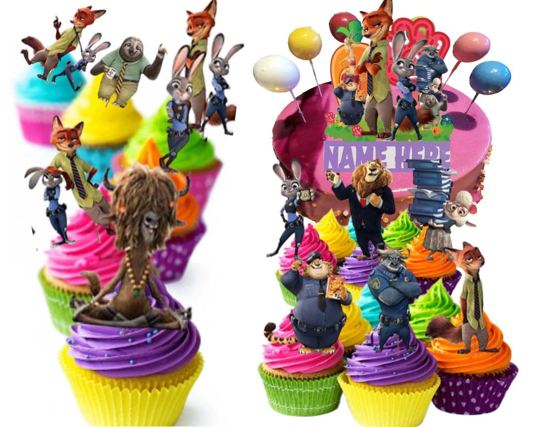 Zootopia Tableware Party Cake Topper Cupcake Happy Birthday Supplies ...