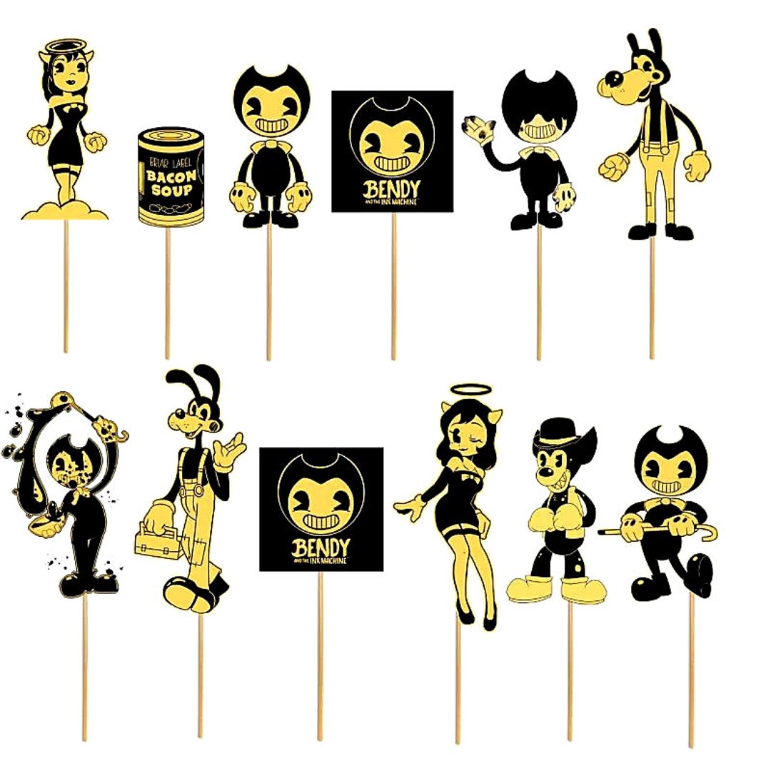 BENDY Tableware Party Cake Topper Cupcake Happy Birthday Supplies Event ...