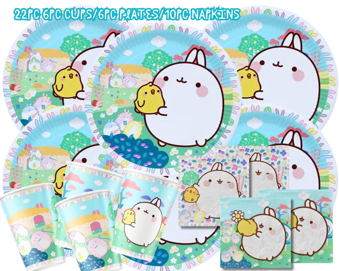 Molang Piu Piu Tableware Party Cake Topper Cupcake Happy Birthday ...
