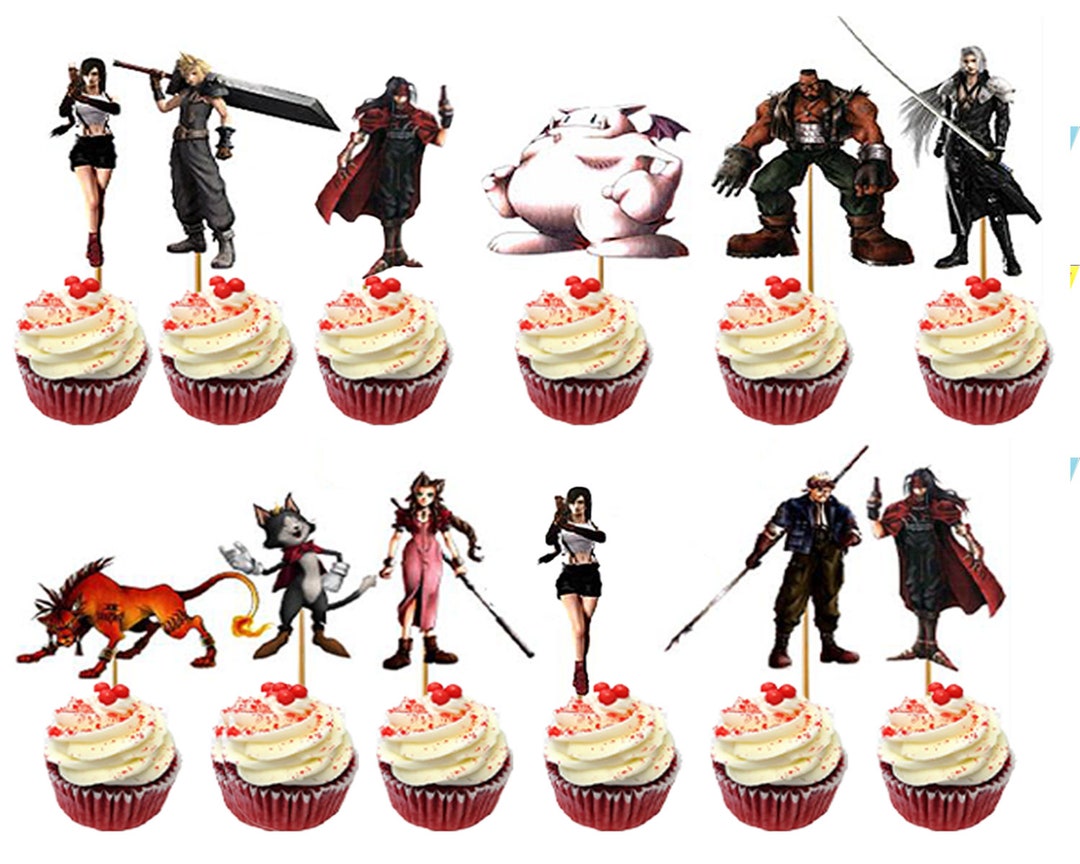 FF7 CAKE Topper Cupcake Happy Birthday Supplies Event Celebration ...