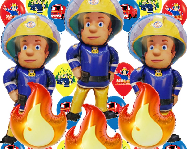 FIREMAN SAM Tableware Party Cake Topper Cupcake Happy Birthday Supplies ...