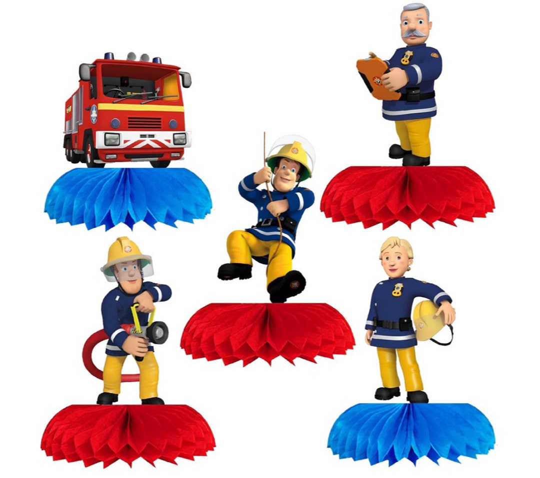 FIREMAN SAM Tableware Party Cake Topper Cupcake Happy Birthday Supplies ...