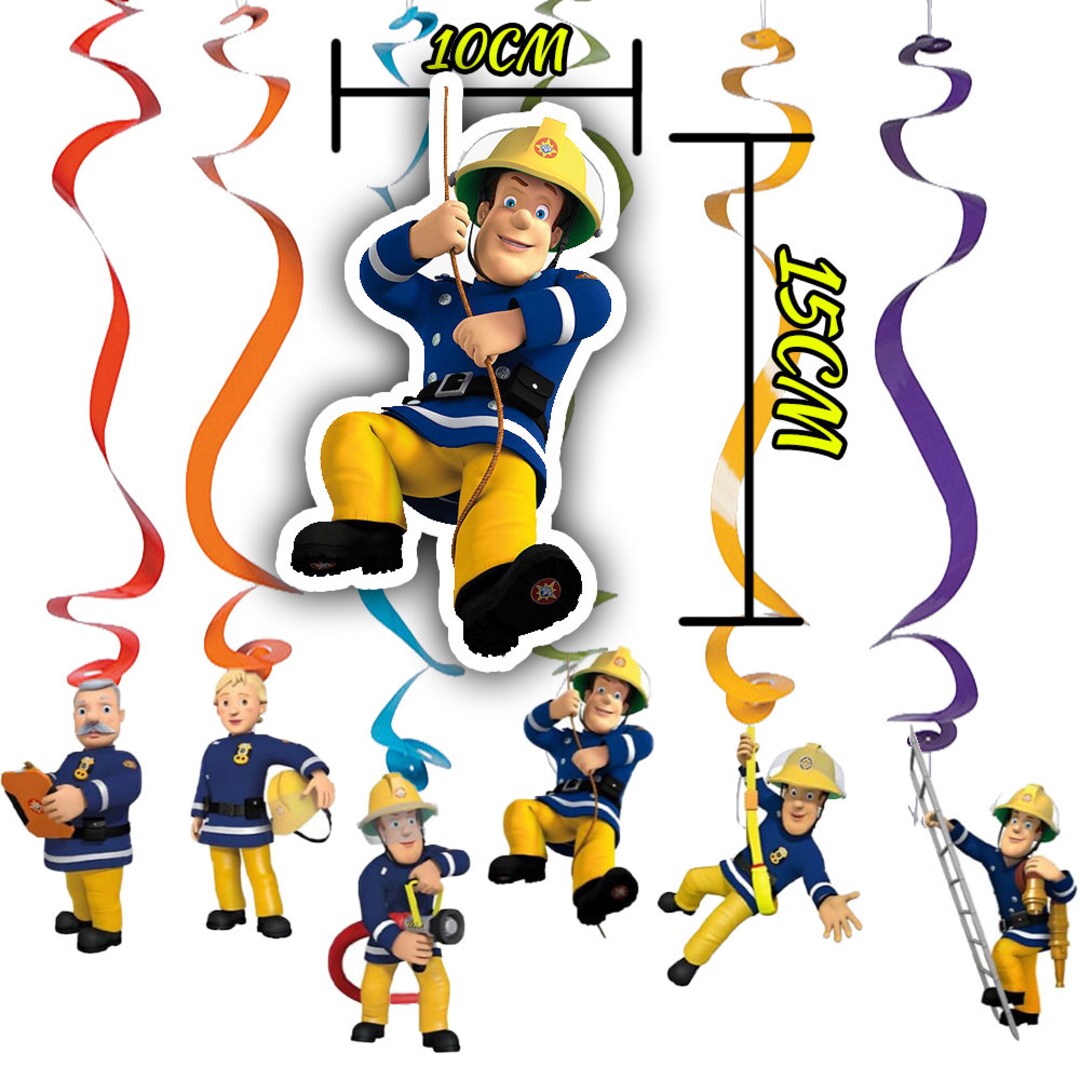 FIREMAN SAM Tableware Party Cake Topper Cupcake Happy Birthday Supplies ...