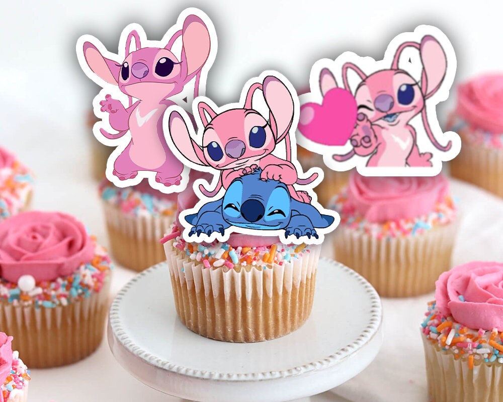 LILO STICH PINK Tableware Party Cake Topper Cupcake Custom Birthday ...