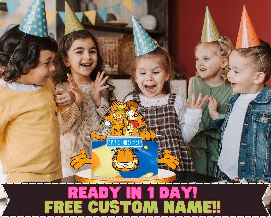 Garfield Kitties Tableware Party Cake Topper Cupcake Happy Birthday ...