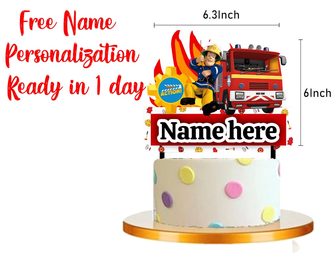 FIREMAN SAM Tableware Party Cake Topper Cupcake Happy Birthday Supplies ...