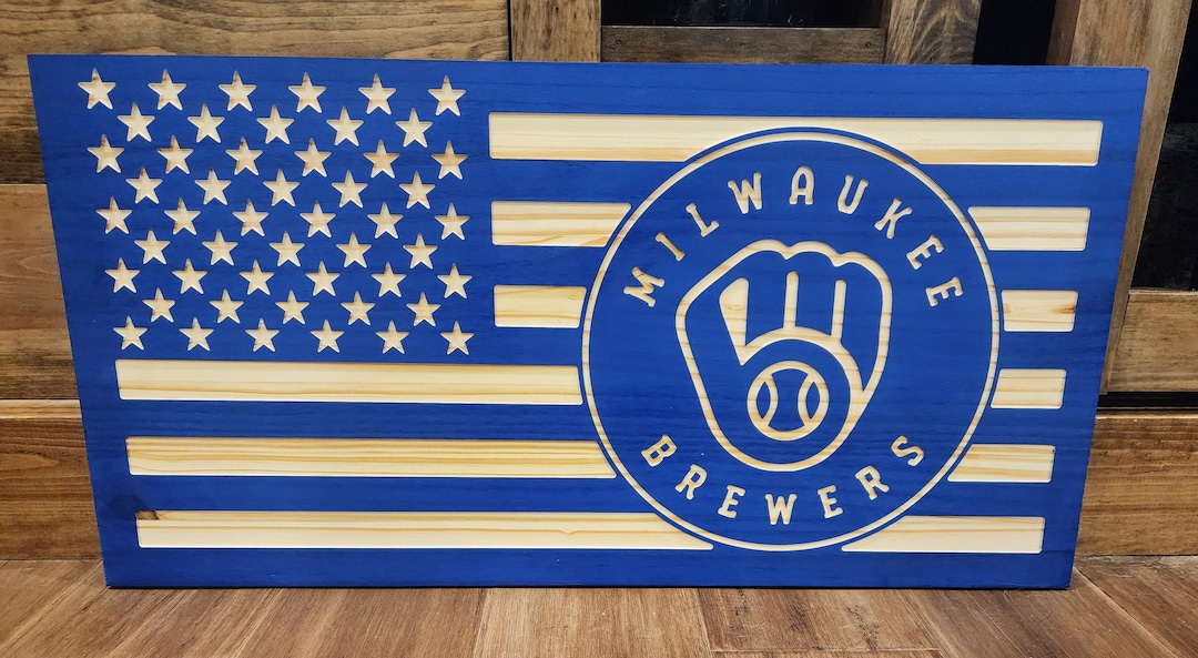Brewers Wooden Carved Flag, Milwaukee Brewers Baseball Team Decor, Wall ...