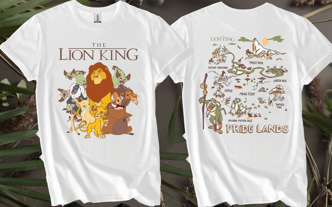 2-sided Lion King Pride Land Map Simba Timon Custom T-shirts for Men ...