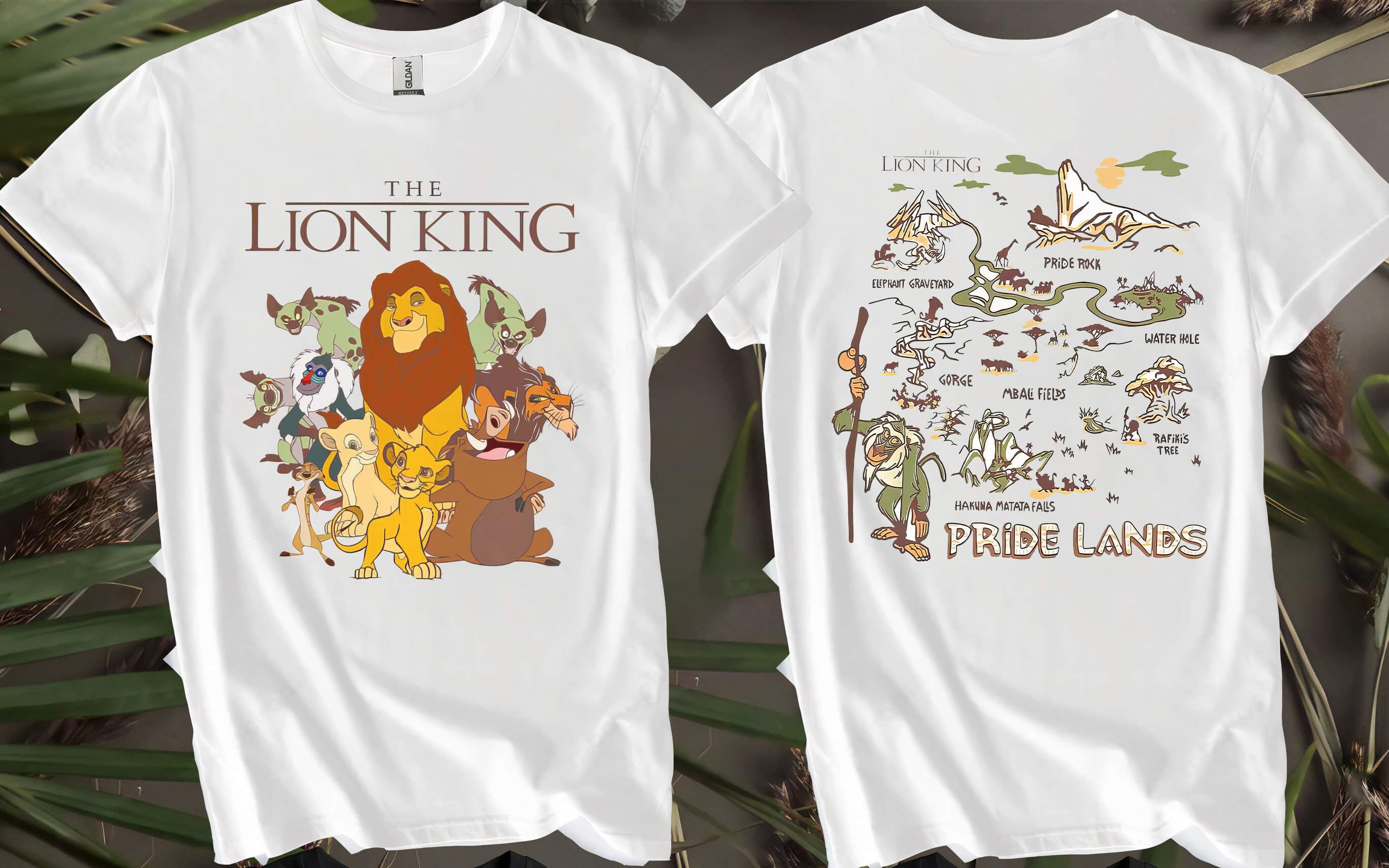 2-sided Lion King Pride Land Map Simba Timon Custom T-shirts for Men ...