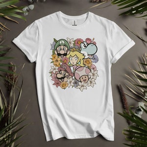 Super Mario All Characters Flowers Costume Custom T-shirts for Men ...
