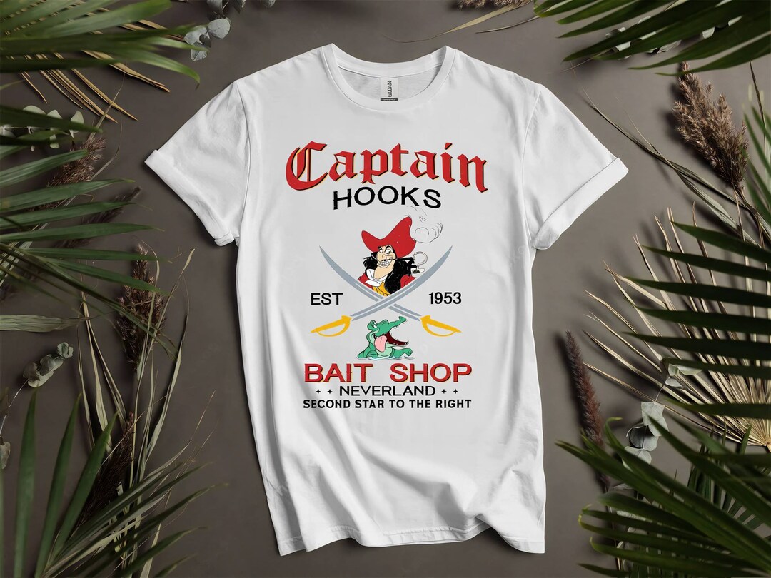 Peter Pan Villains Captain Hook Bait Shop Retro Custom T-shirts for Men ...