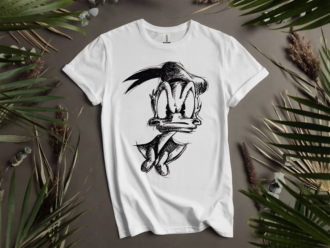 Funny Donald Angry Duck Quack Portrait Sketch Custom T-shirts for Men ...