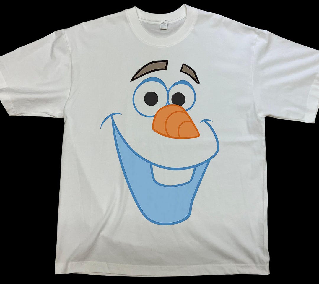 Cute Disney Frozen Olaf Big Face Cartoon Premium Heavyweight T-shirt ...