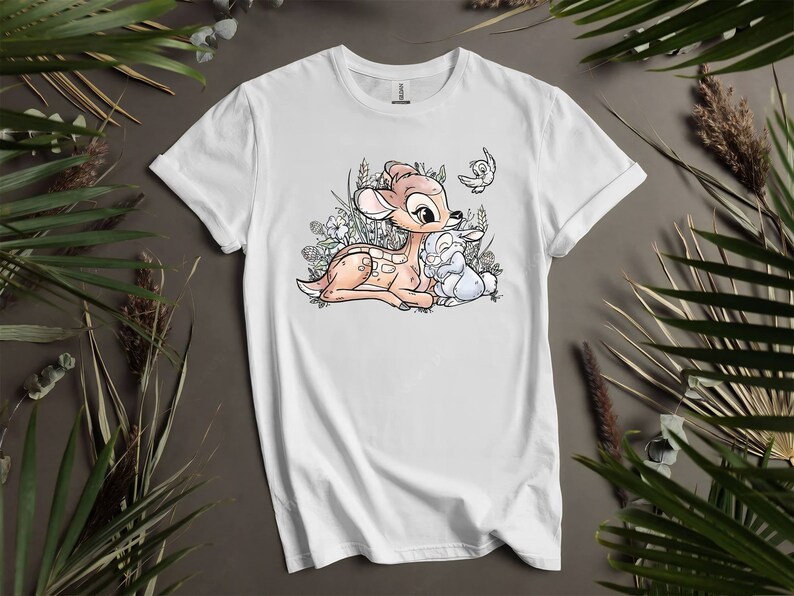 Disney Bambi Thumper Big Portrait Floral Retro Custom T-shirts for Men ...