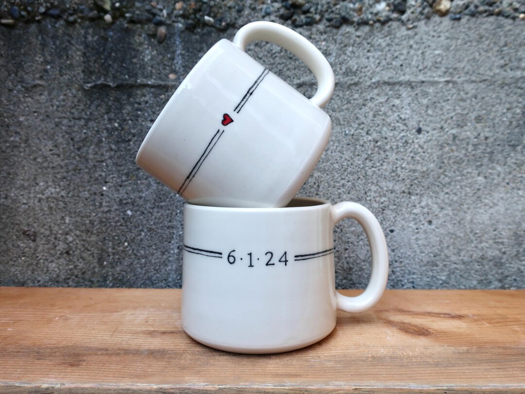 MADE to ORDER Custom Date Mug Set, Wedding Mugs, Birthday Mugs, Special ...