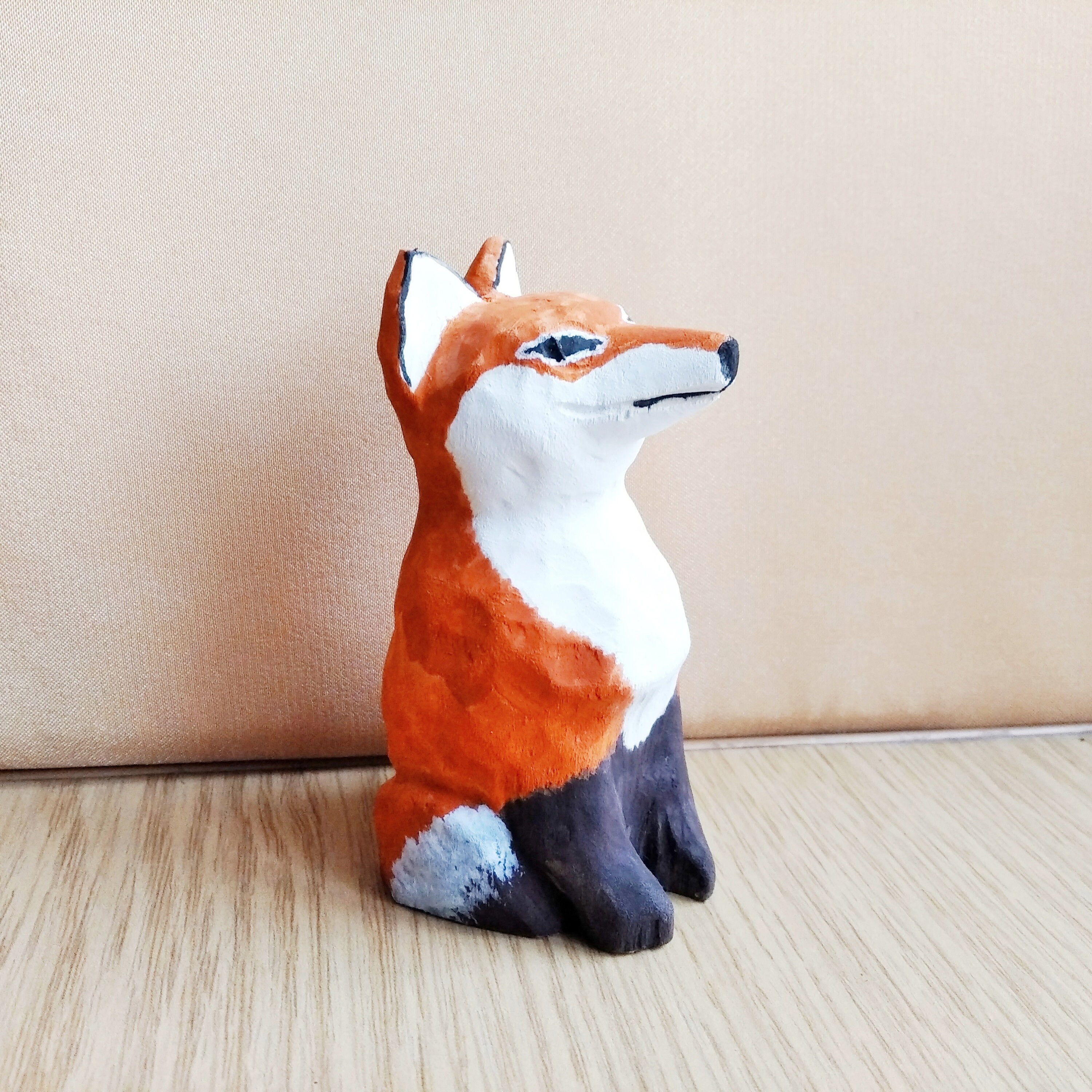 Wooden Fox Figurine, Carved Wooden Fox, Souvenir, Handmade Fox ...