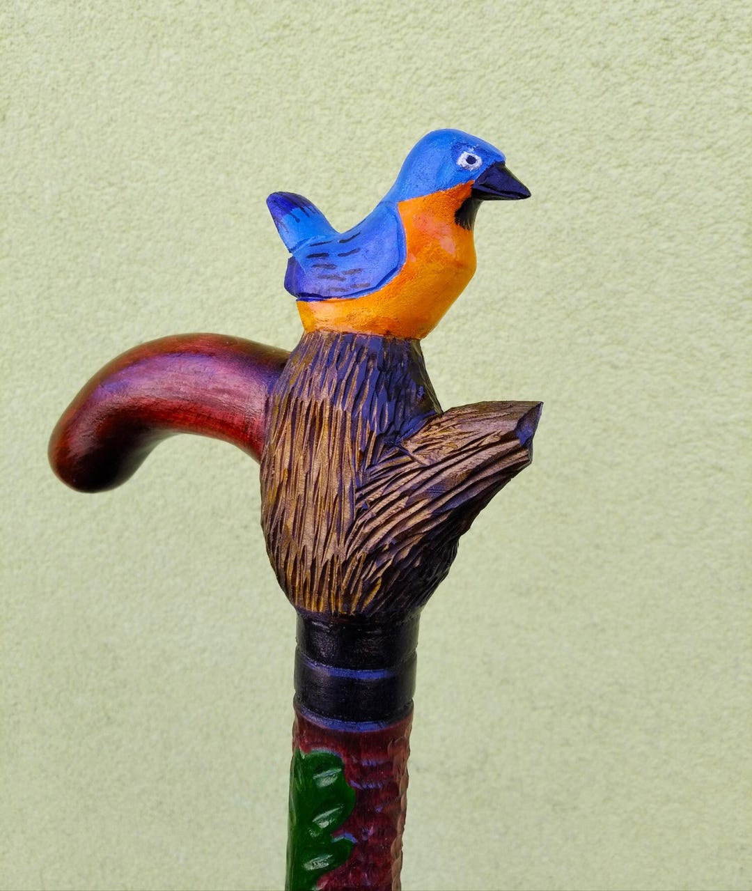 Bird Wooden Walking Cane, Bluebird Wooden Cane, Wooden Walking Stick ...