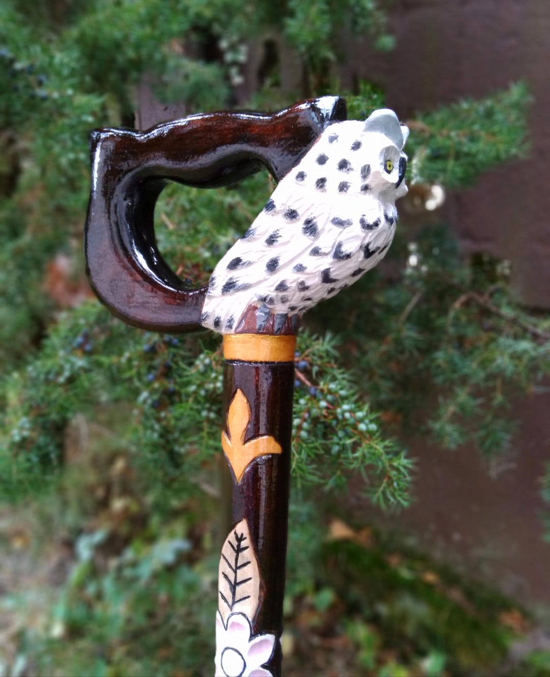 Exquisite Designer Owl Wooden Walking Cane, Owl Walking Stick, Polar ...