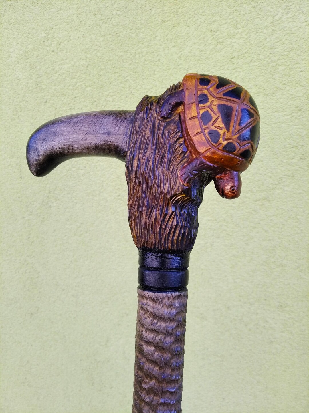 Turtle Wooden Walking Cane, Turtle Wooden Walking Stick, Hand Carved ...