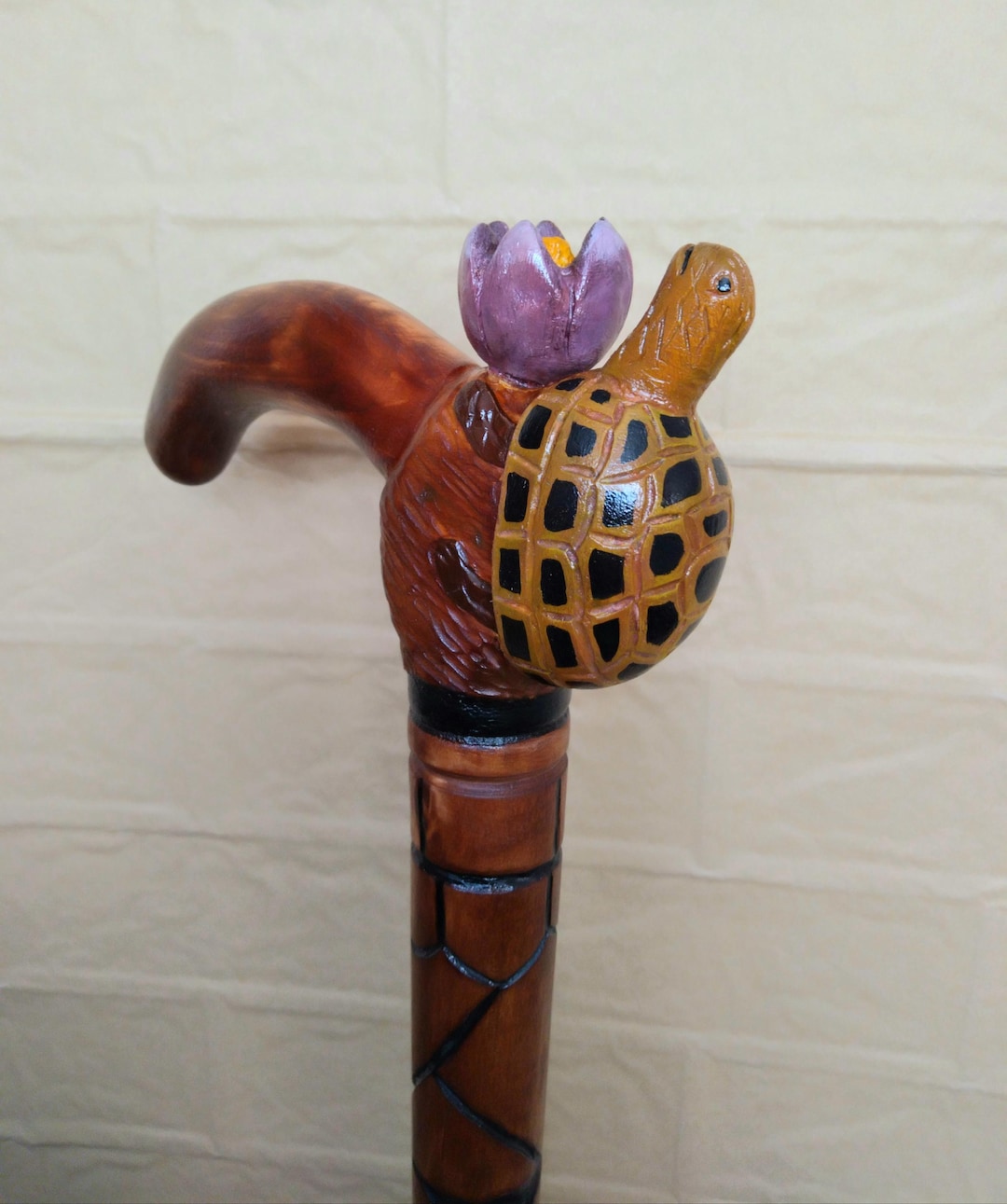 Carved Turtle Wooden Cane, Designer Walking Stick, Cane for Men, Women ...