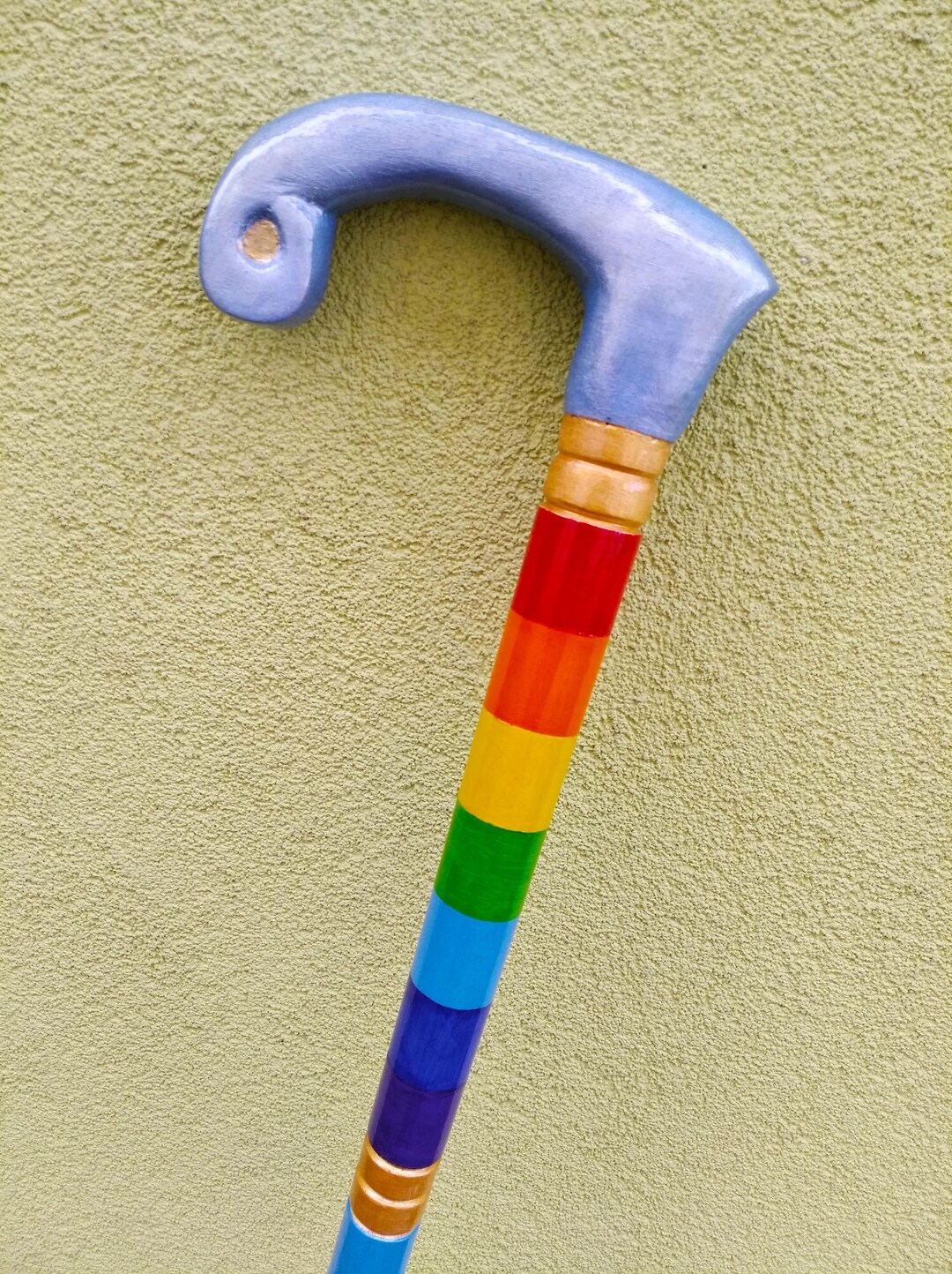 Rainbow Wooden Walking Cane, Cane for Women, Walking Stick, Multicolor ...