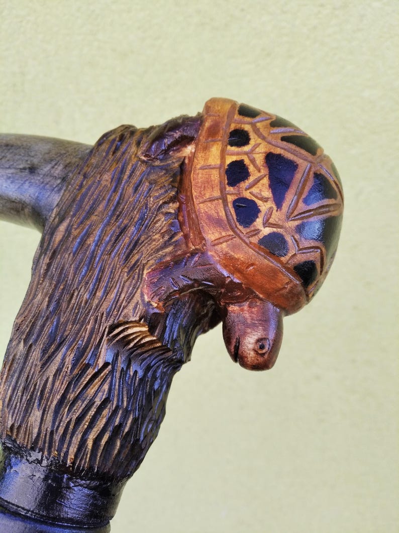Turtle Wooden Walking Cane, Turtle Wooden Walking Stick, Hand Carved ...