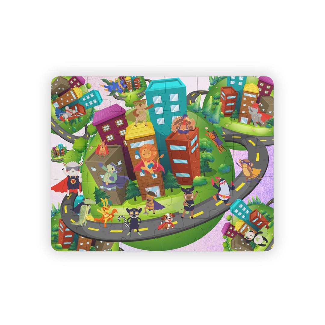 Animal Superhero Kids Puzzle, 30-piece Jigsaw - Etsy