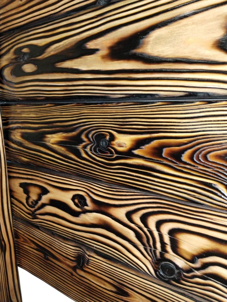 King/queen/full/twin Torched Charred Shou Sugi Ban Natural Wood Stained ...