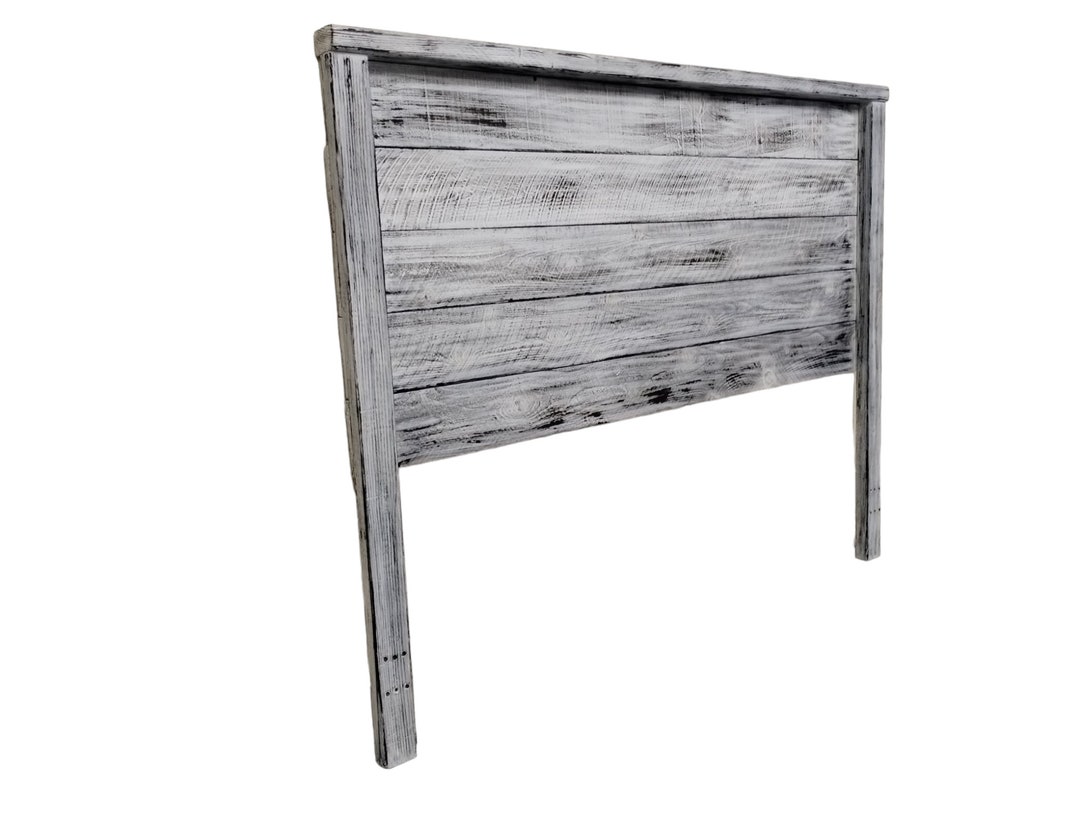 Queen Whitewash Distressed Handcrafted Rustic Solid Wood Headboard Made ...