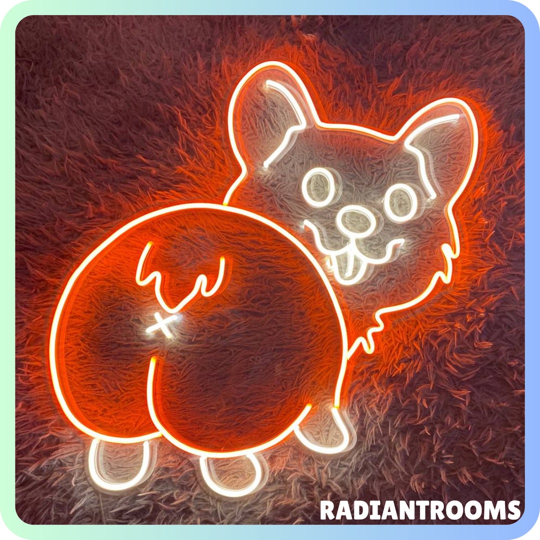 Cute Corgi Butt Neon Sign, Cute Corgi Dog Line Art Led Sign, Corgi Dog ...