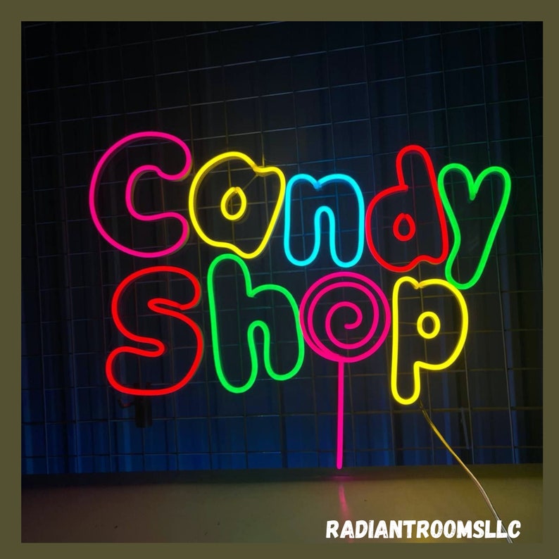 Candy Shop Neon Sign, Lollipop Candy Store Led Light Sign, Custom Neon ...