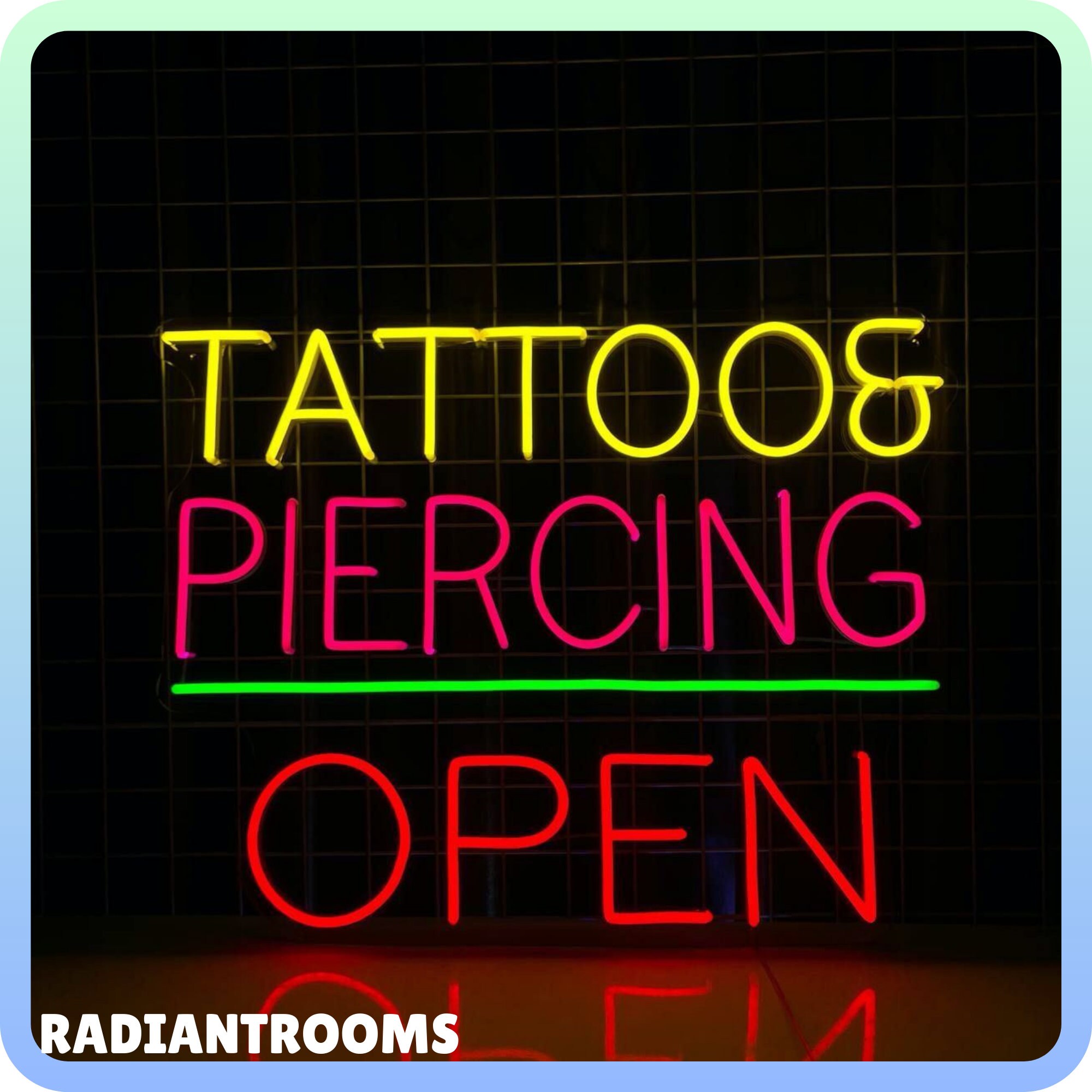 Tattoo & Piercing Open Neon Sign, Piercing Studio Led Sign, Grand ...