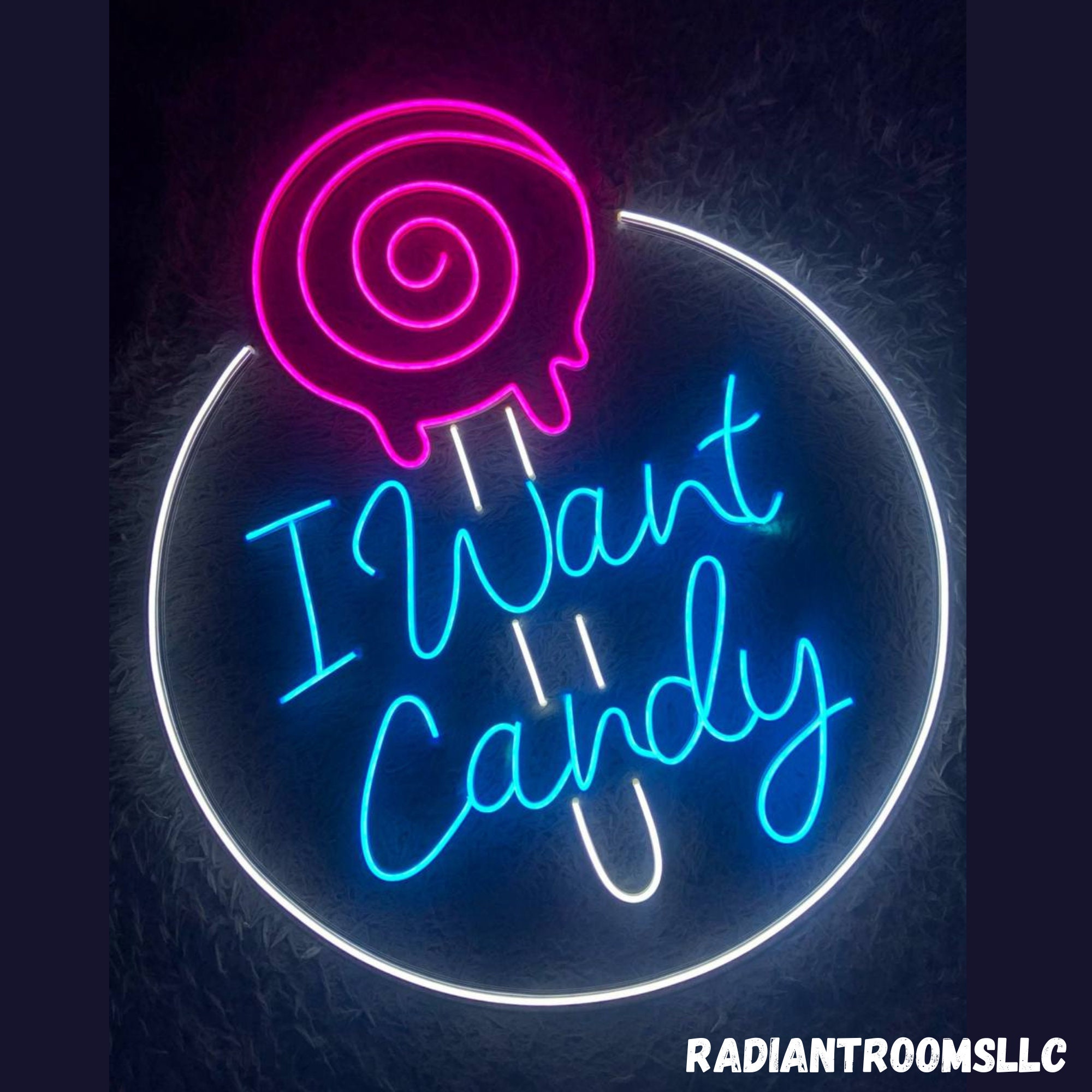 I Want Candy Shop Neon Sign, Lollipop Candy Store Led Light Sign ...