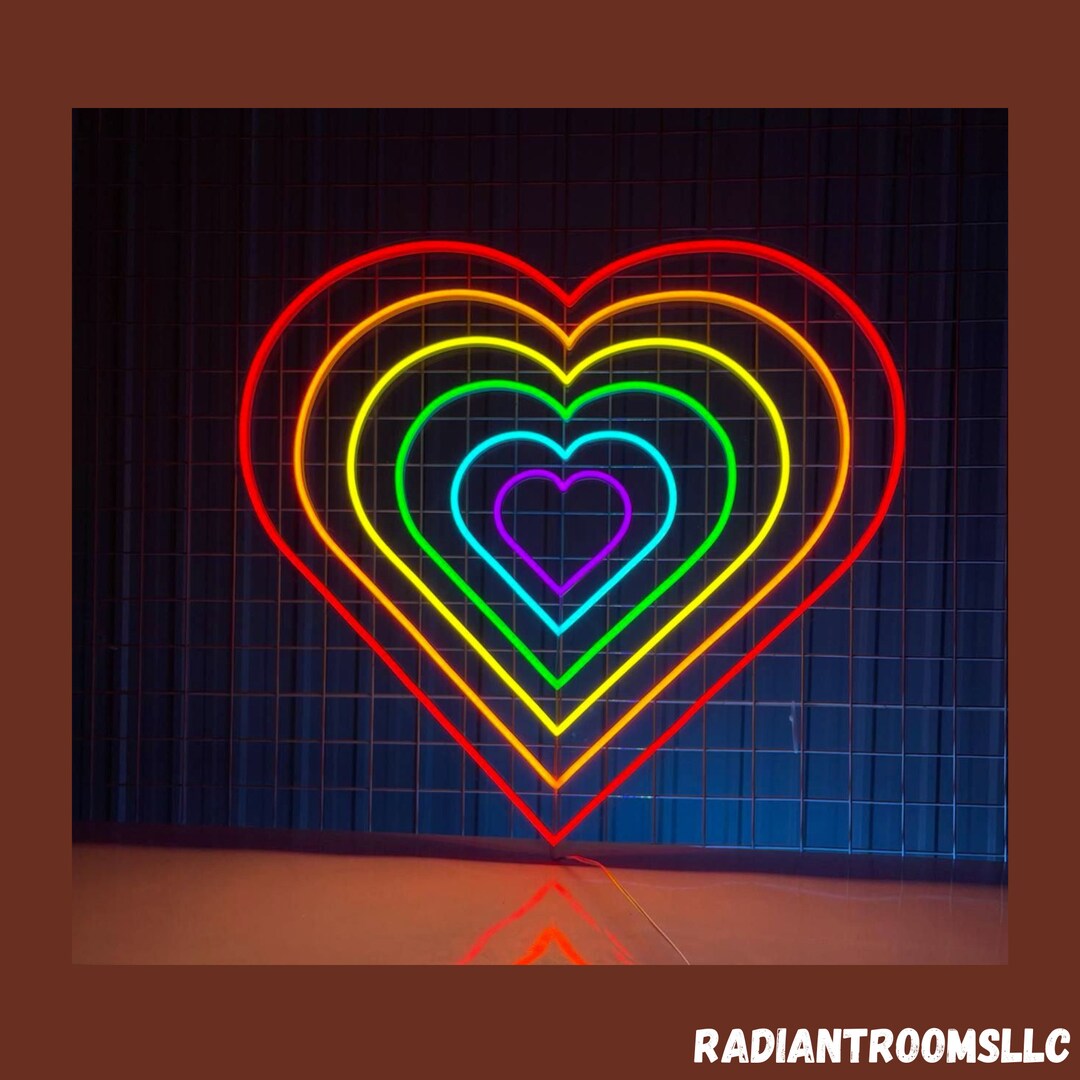 Rainbow Heart Love Neon Sign, Colorful Heart Led Sign, LGBT Lover Best ...