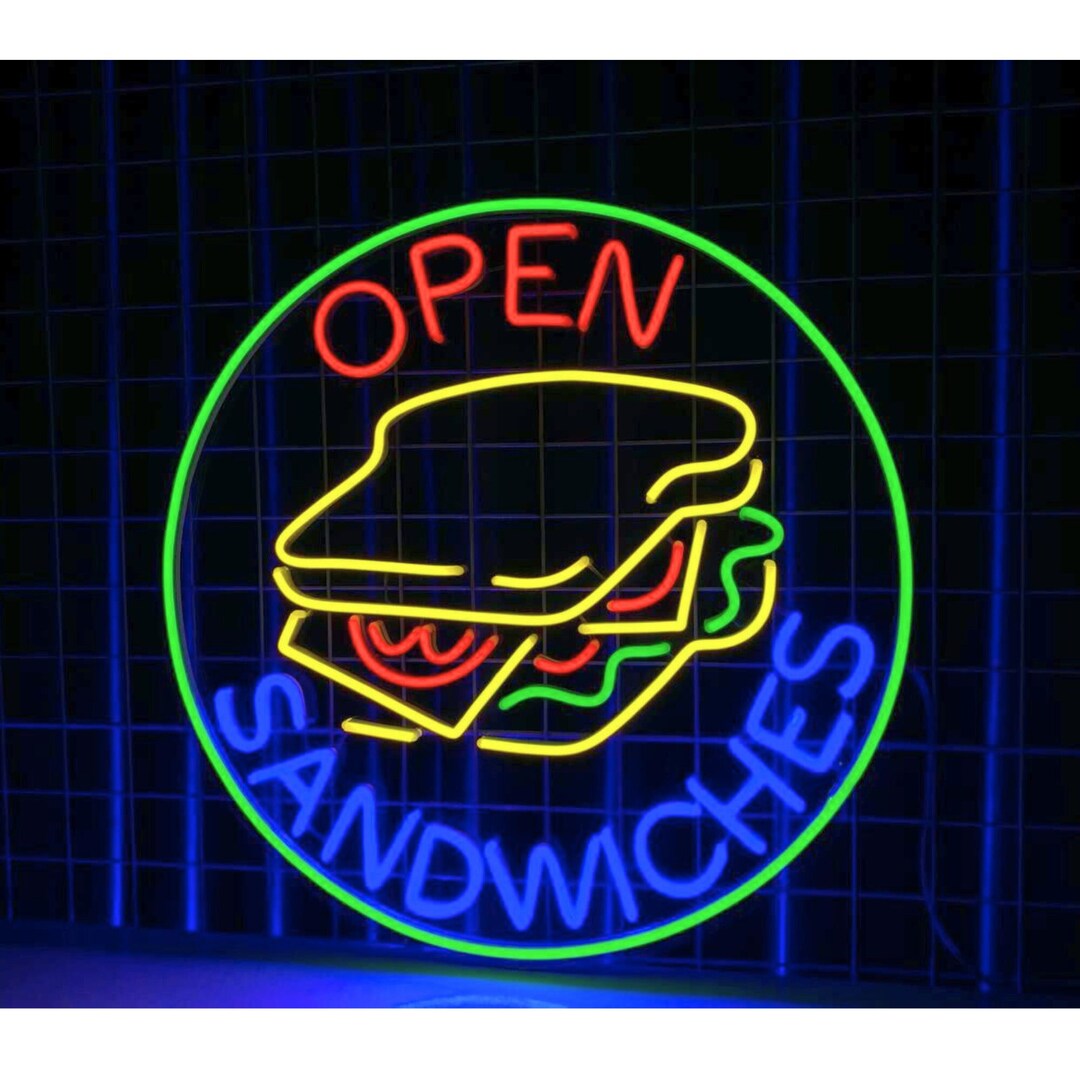 Sandwich Neon Sign, Open Sandwich Store Led Light, Custom Neon Signs ...