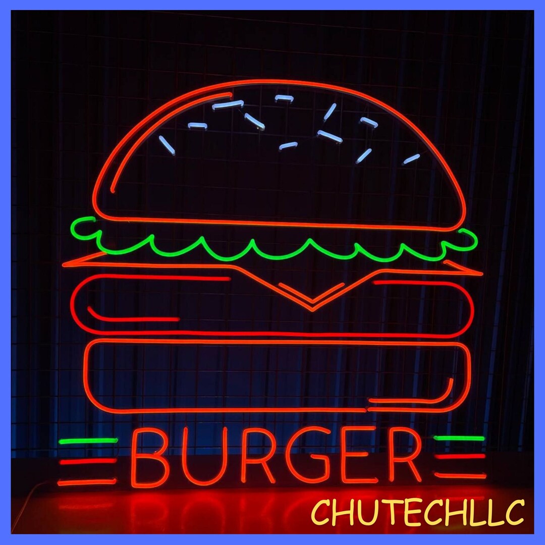 Burger Neon Sign, Burger LED Sign, Burger Neon Light, Burger LED Light ...