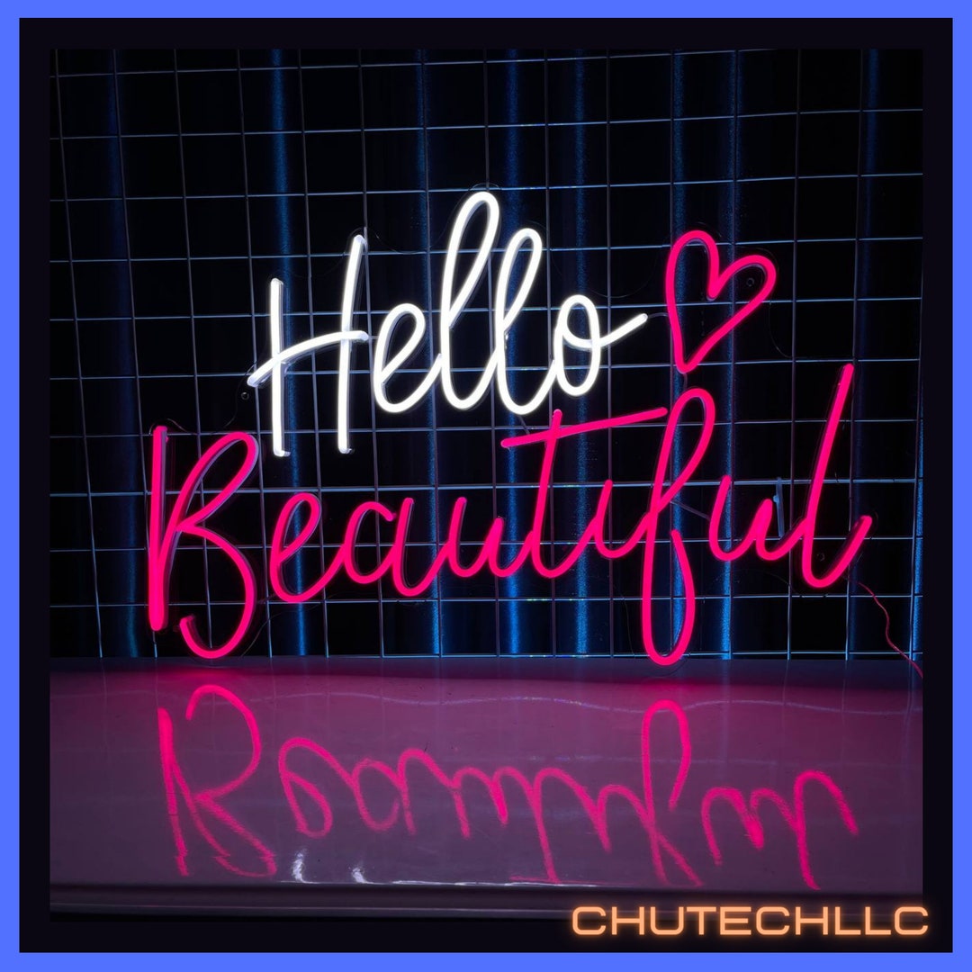 Custom Hello Beautiful Neon Sign, Custom Quote LED Light, Home Room ...