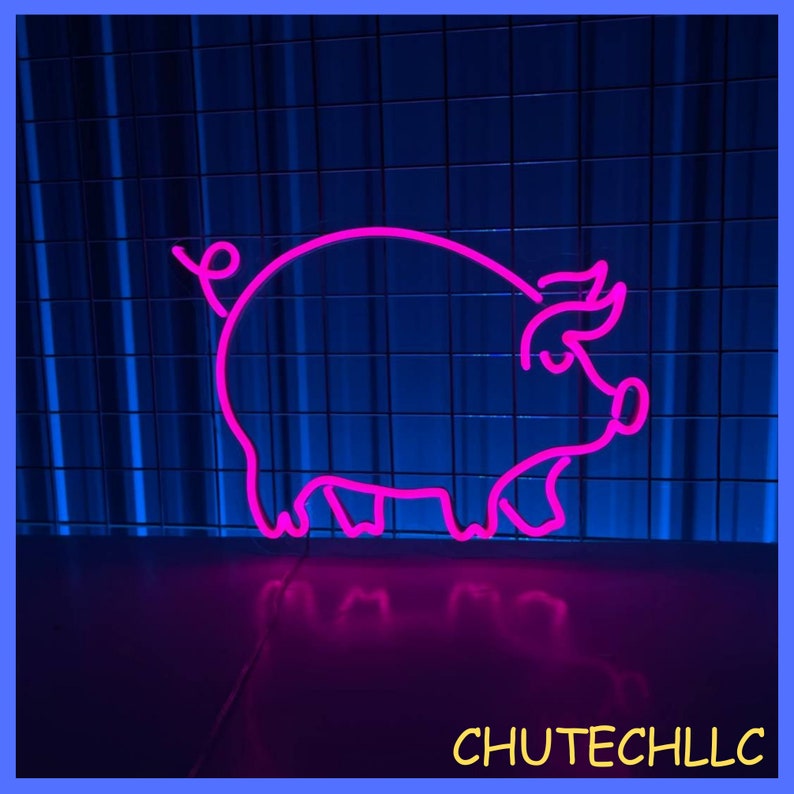 Pig Neon Sign, Pig Line Art Led Sign, Cute Pig Neon Light, Pig Led ...