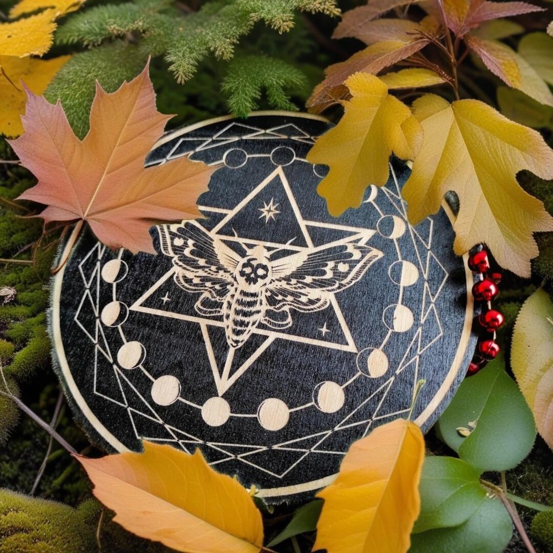 Altar Board With Hawk Moth, Altar Tile, Witchcraft Altar, Magical ...