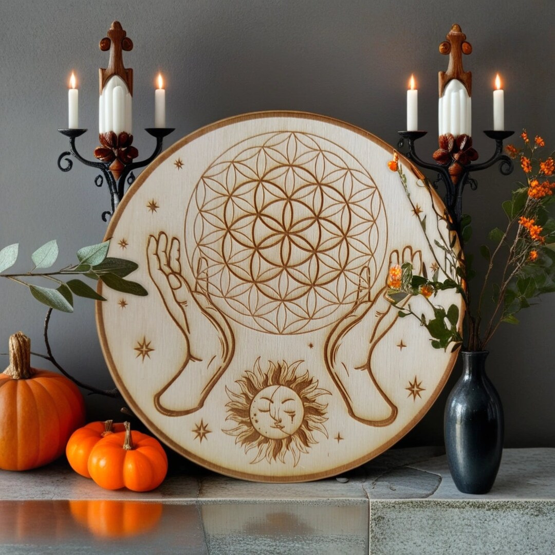 Altar Board With Seed of Life, Altar Tile, Witchcraft Altar, Magical ...