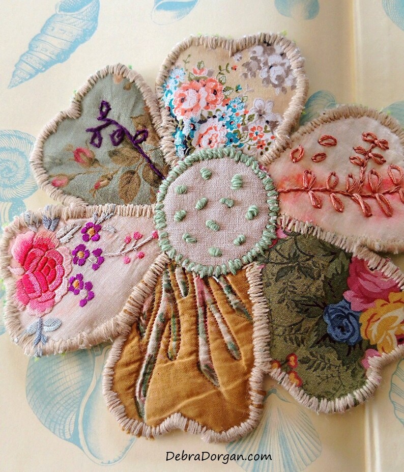 Large Patchwork Flower Kit Hand Sewing Beautiful Textiles Etsy