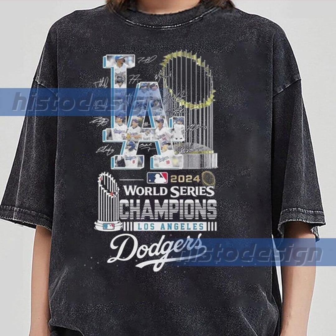 Los Angeles Dodgers 2024 World Series Champions Trophy Signatures Shirt ...