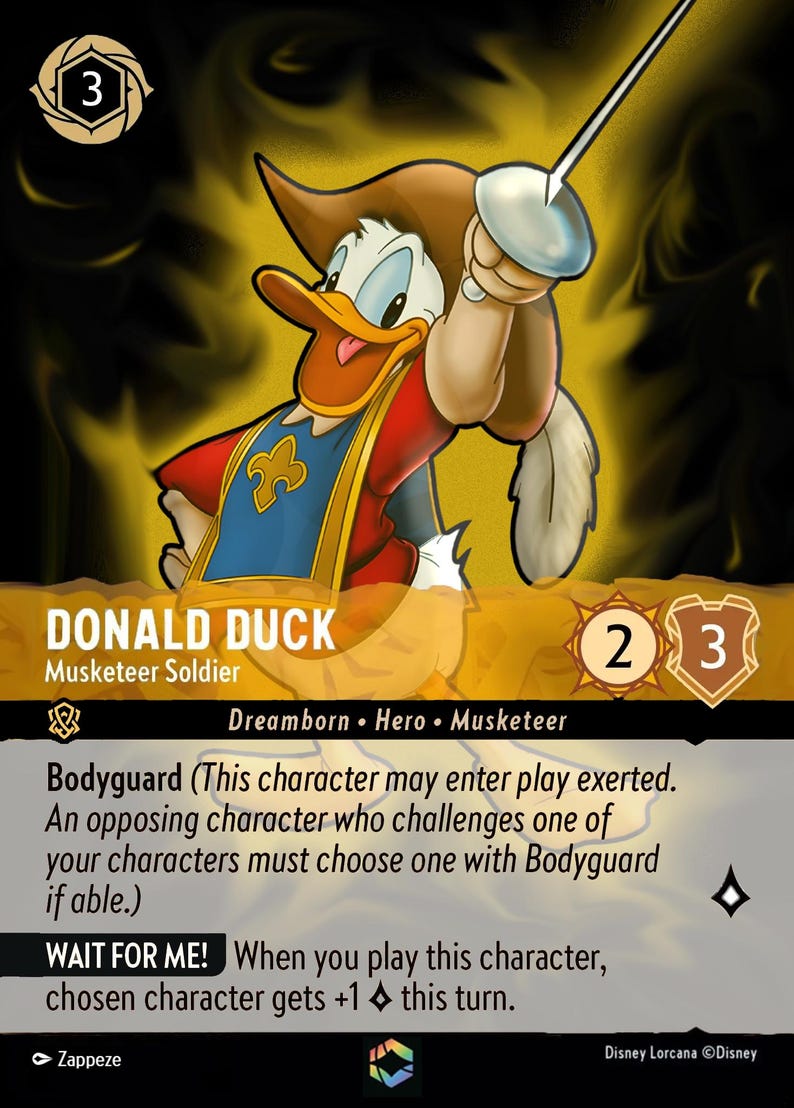 Donald Duck Musketeer Soldier – Custom Art – Rainbow Foil Finish – High ...