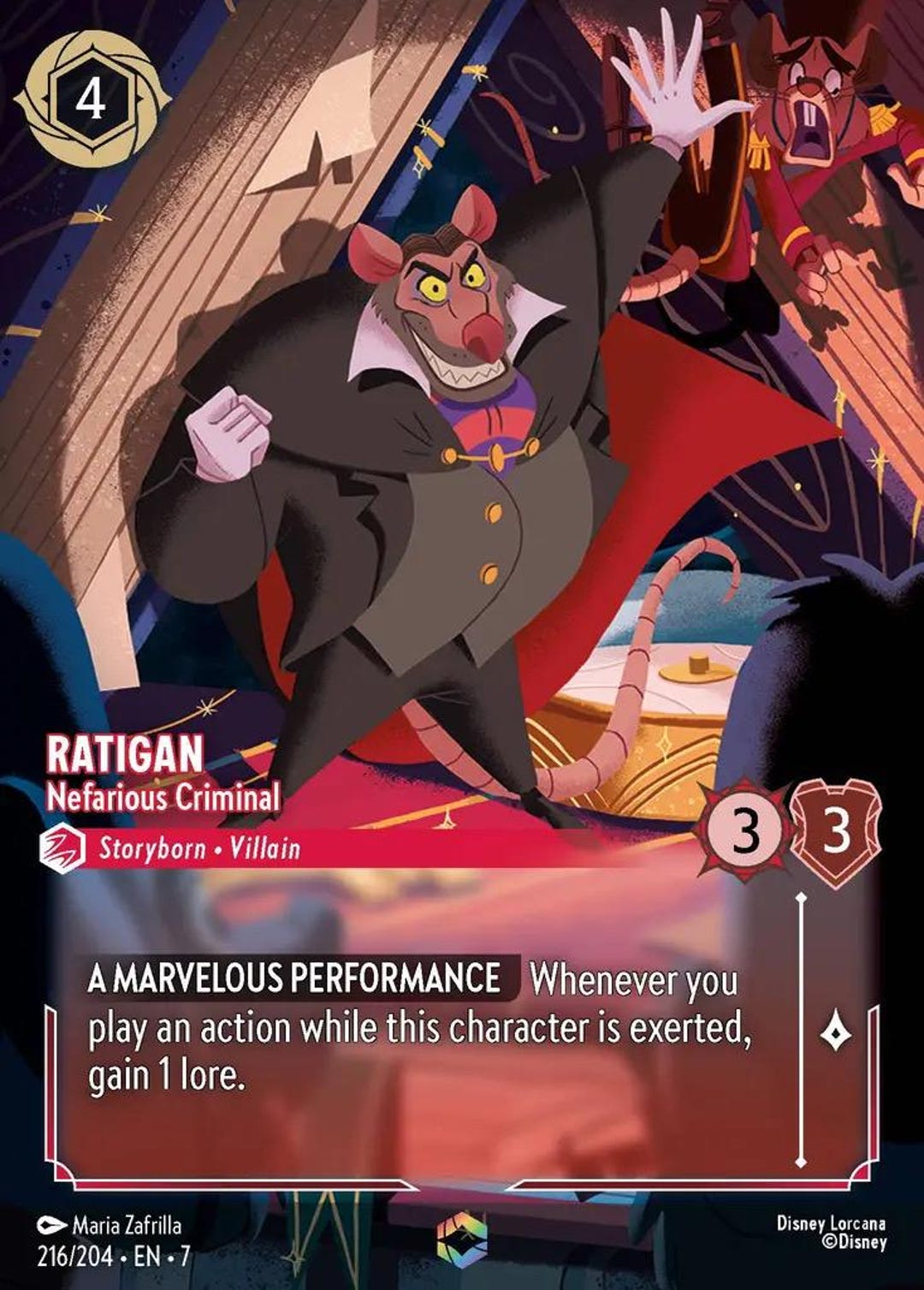 Set 7 Enchanted - Ratigan Nefarious Criminal – Foil Finish – High Quality – Lorcana Proxy Card ...