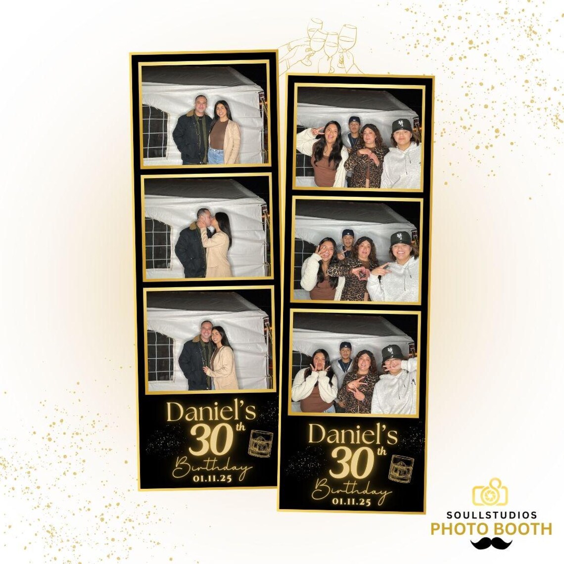 Black and Gold 30th Birthday Photo Booth Template| Luxury Gold Hour ...