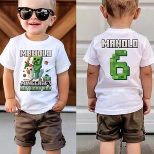 Custom Minecraft Birthday T-shirt – Custom Name & Number – Gamer Boy ...